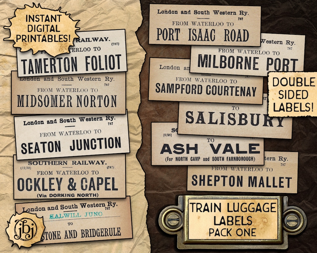 Vintage Train Luggage Labels, Pack 1 | Digital Download Printables | 12 ...