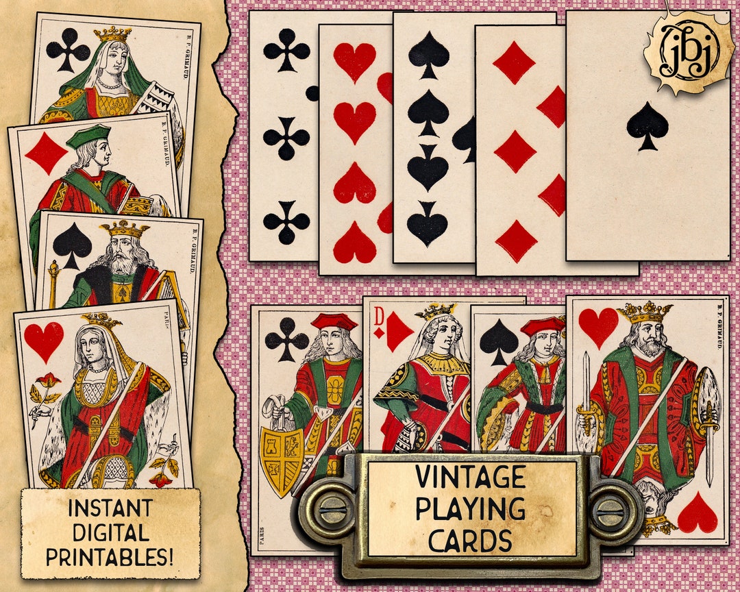 24 Vintage Playing Cards | Printable Digital Download | Selection of ...