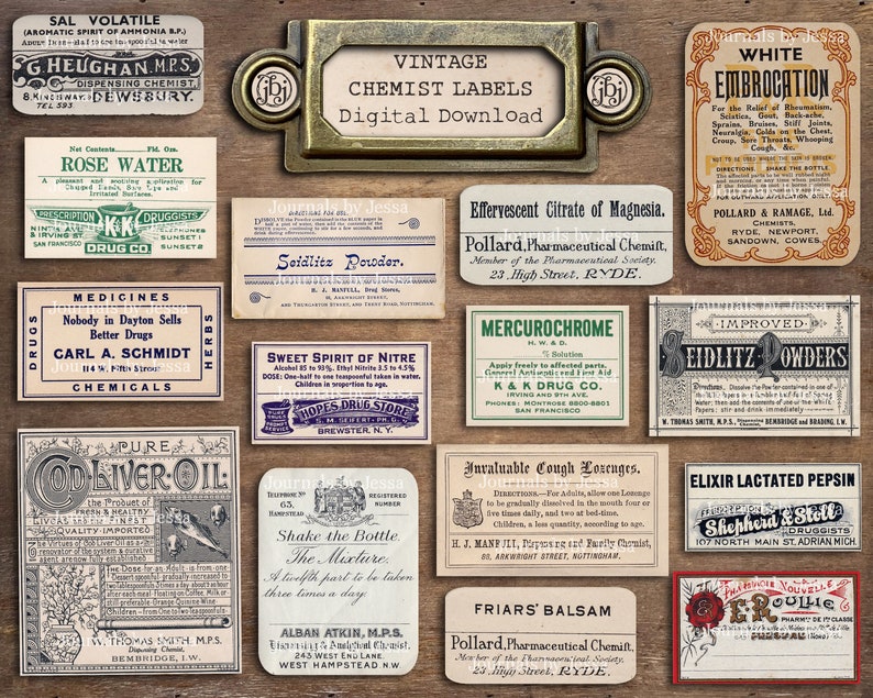 16 Chemist & Pharmacy Labels Digital Download Printables | Etsy