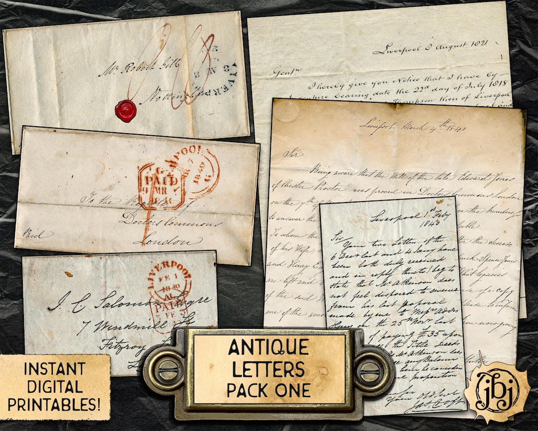 Antique Letters, Pack One Printable Digital Download 3 Different Double ...