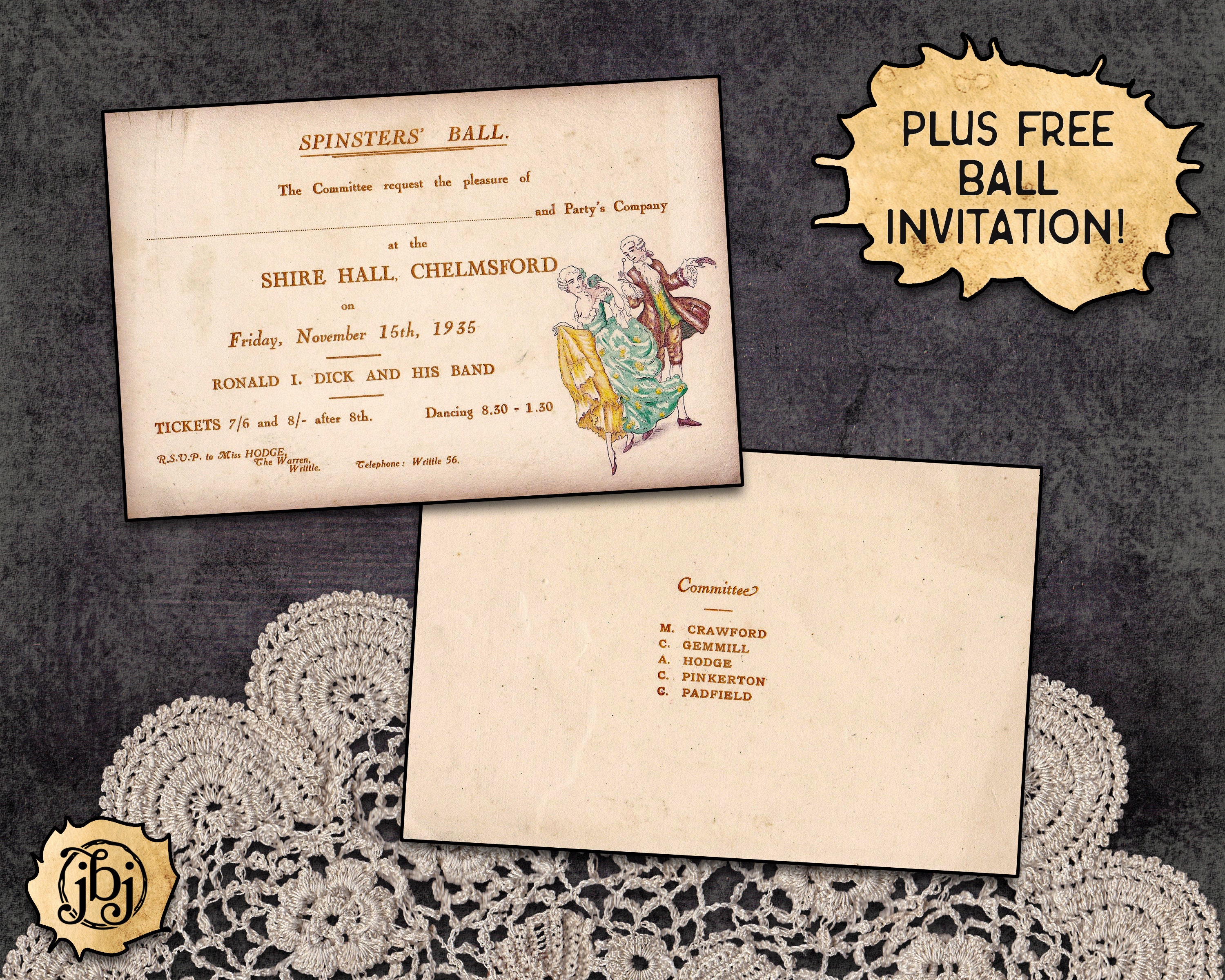 Antique Dance Cards, Pack 5 Instant Download Printables 4 Different ...