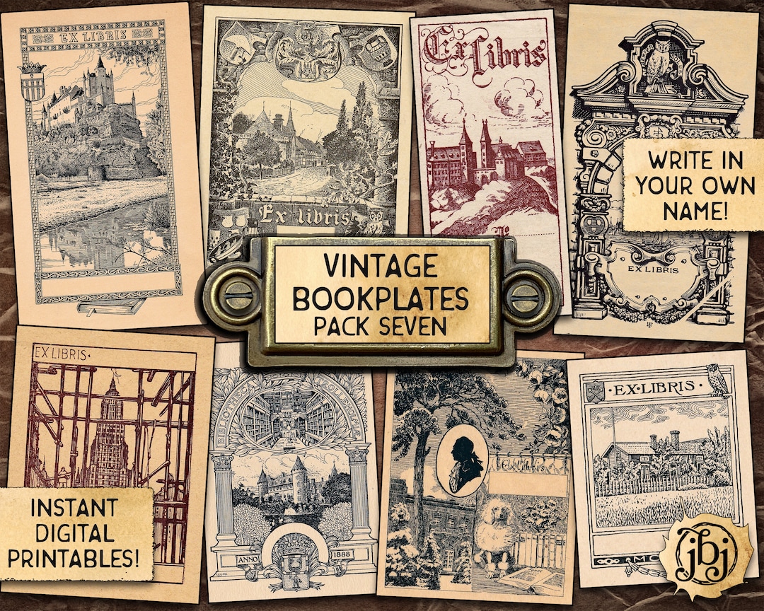 Vintage Bookplates, Pack 7 | Digital Download Printables | 9 Different ...