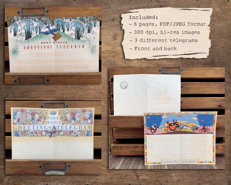 Vintage British Greetings Telegrams Digital Download Printable 3 ...