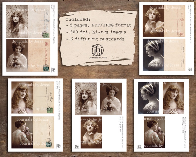 Vintage Ladies Glamour Photo Postcards - Digital Download Printables - Etsy
