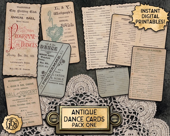 Antique Dance Cards Pack 1 Digital Download Printables 4 - Etsy