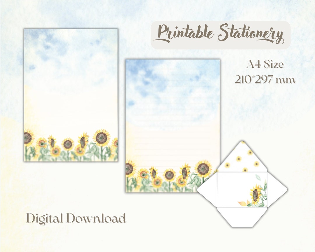 Ukrainian Sunflowers Letter Paper, Digital Paper, Envelope Template ...