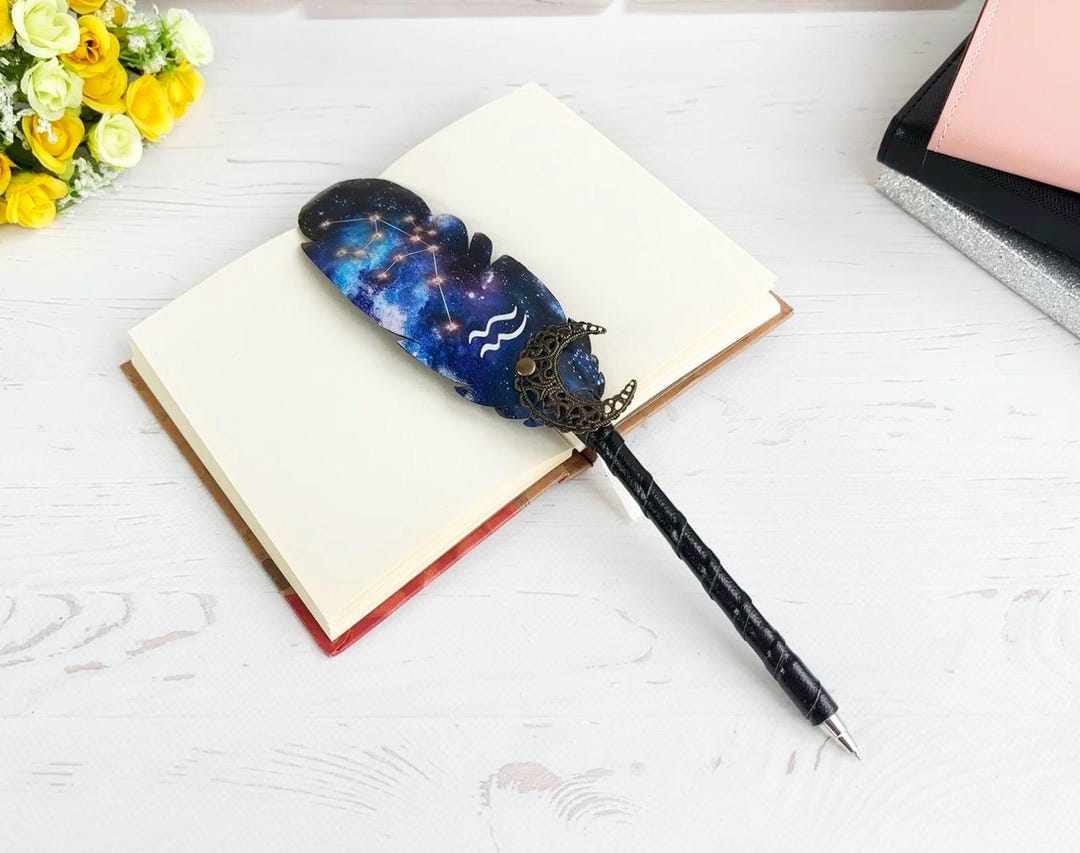 Bling Feather Ballpoint Pen, Birthday Aquarius Gift, Custom Women Pen ...