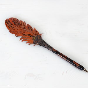 Black Ballpoint Pen, Fantasy Pen, Feather Pen, Steampunk Pen, Gothic ...