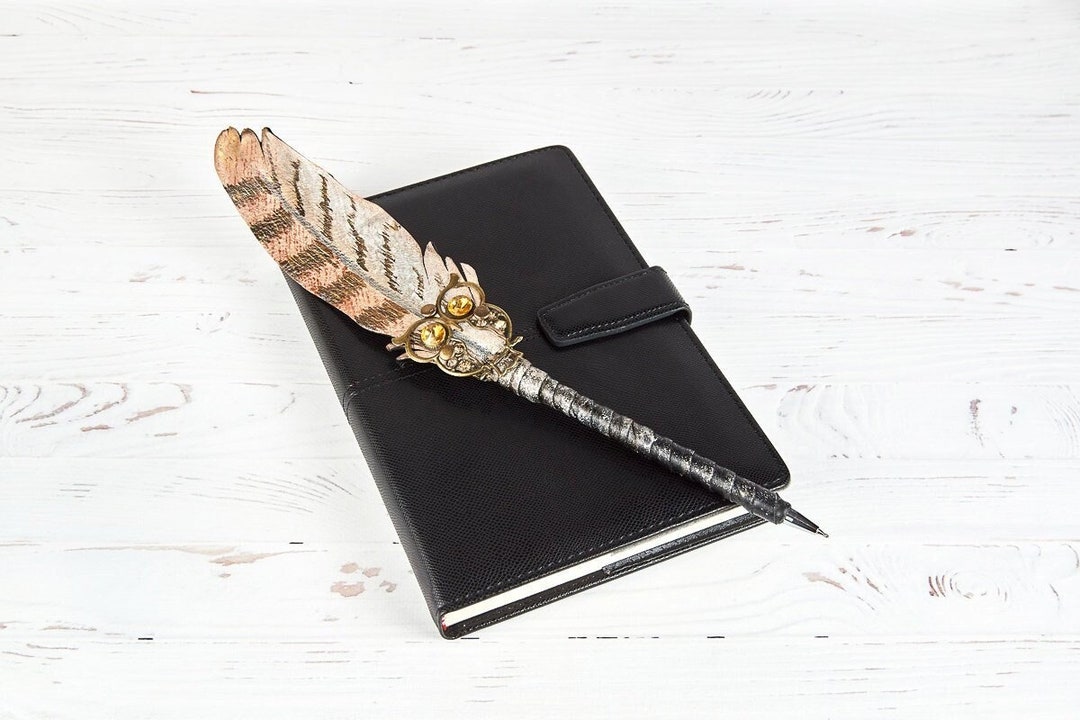 Brown Owl Feather Pen for Writer Gift, Custom Ballpoint Pen, Birthday ...