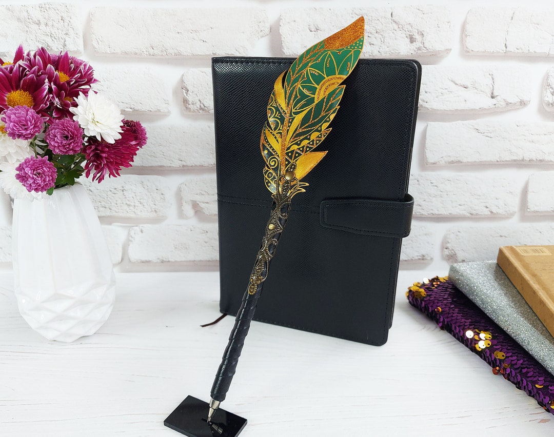 Emerald Green Gold Fantasy Pen, Custom Ballpoint Pen, Sparkle Glitter ...