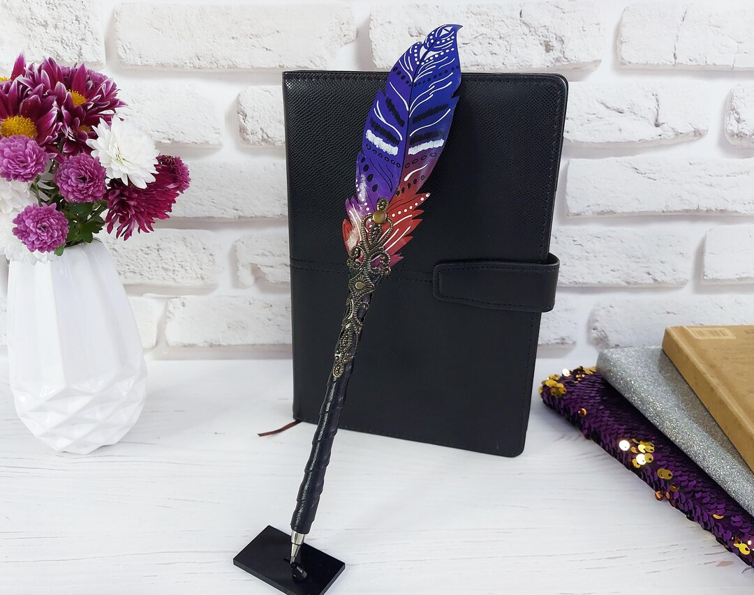 Fantasy Feather Ballpoint Pen, Birthday Sister Gift, Leather Fountain ...