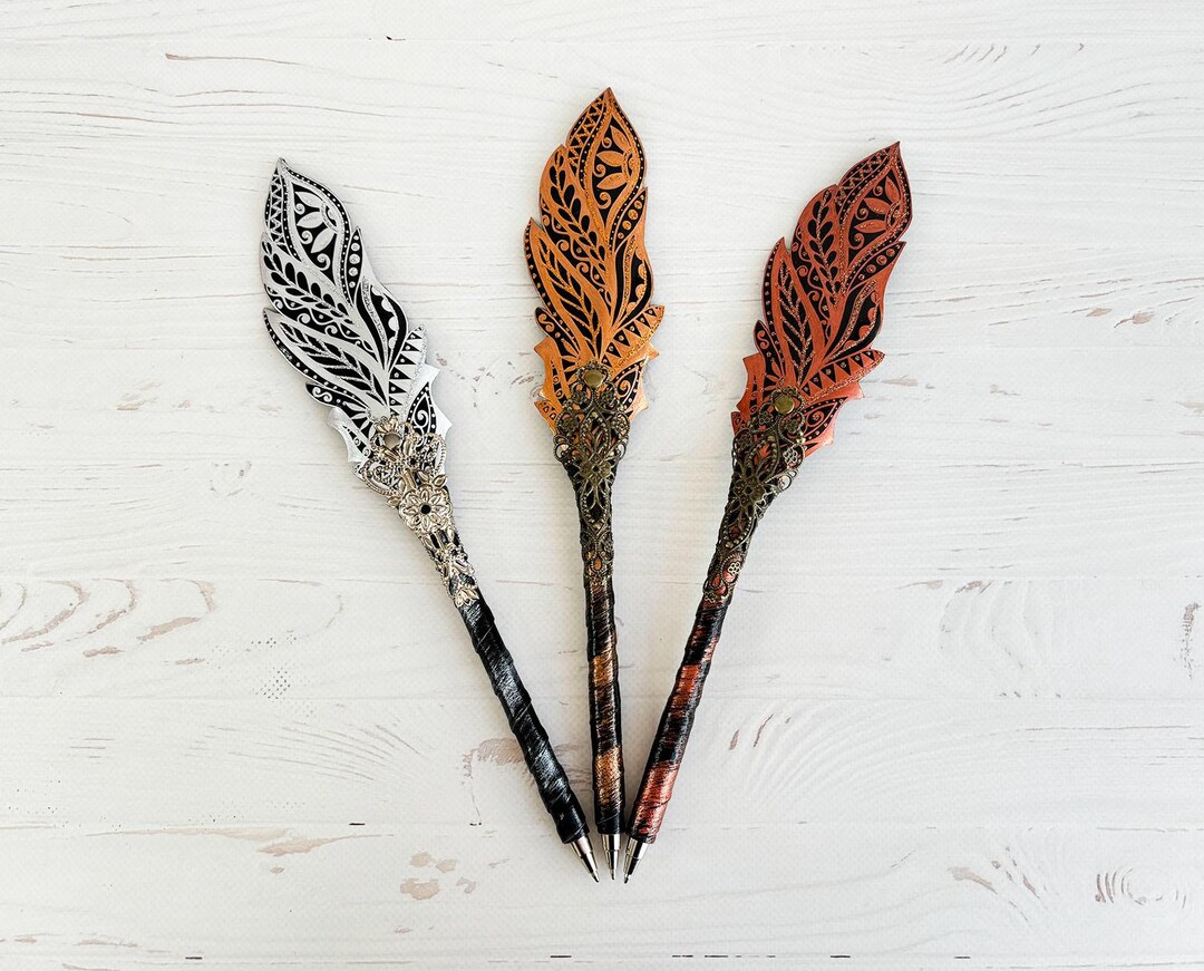 Fantasy Feather Pen Grimoire Book Pen Magical Leather Journal Pen ...