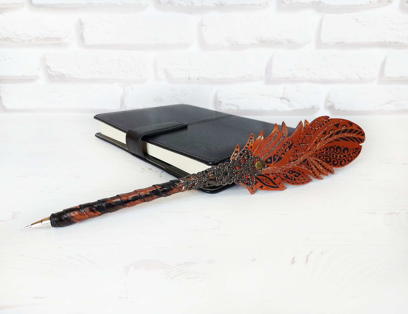 Black Ballpoint Pen Fantasy Pen Feather Steampunk Pen - Etsy