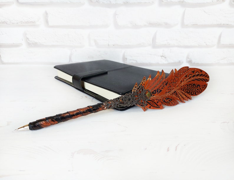 Black Ballpoint Pen Fantasy Pen Feather Steampunk Pen - Etsy