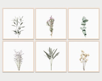 Black and White Square Botanical Print Set of 3 Digital Prints - Etsy