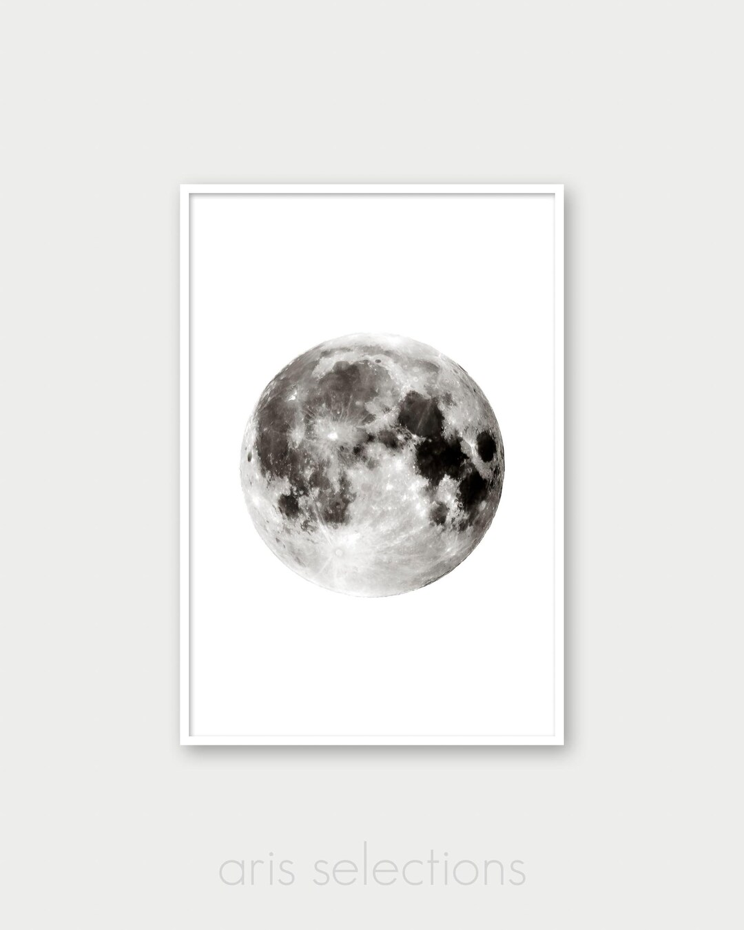 Full Moon BW Print - Etsy