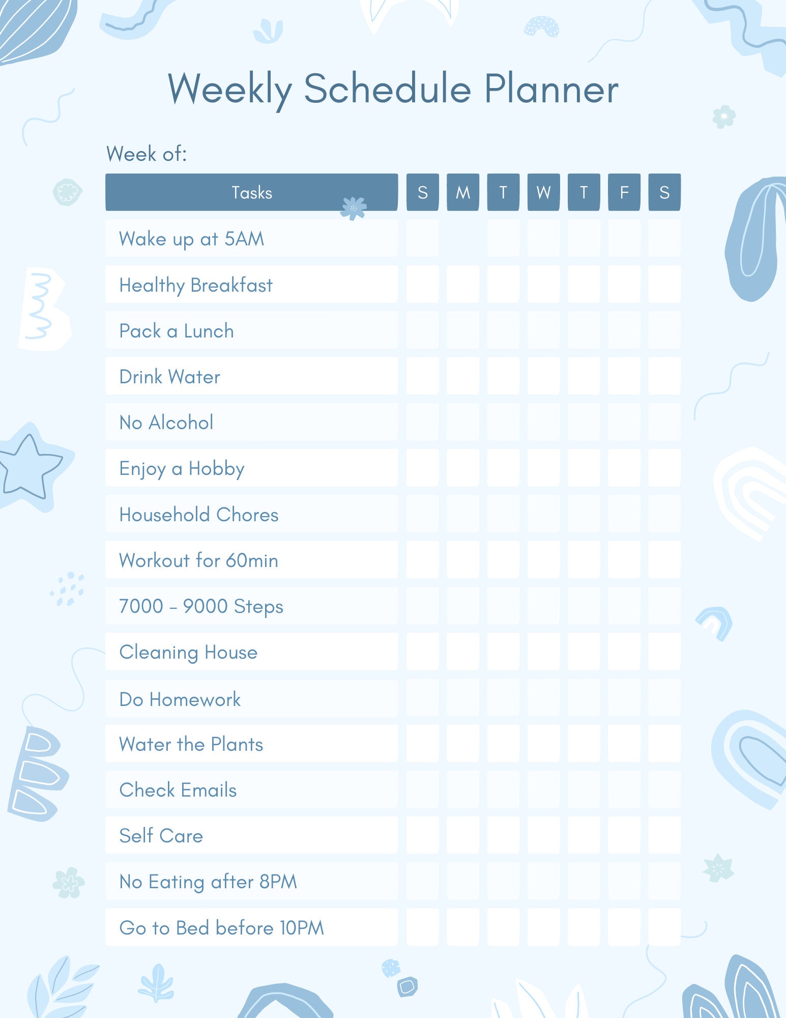 Digital Weekly Goals Schedule, Instant Download, Printable Schedule - Etsy
