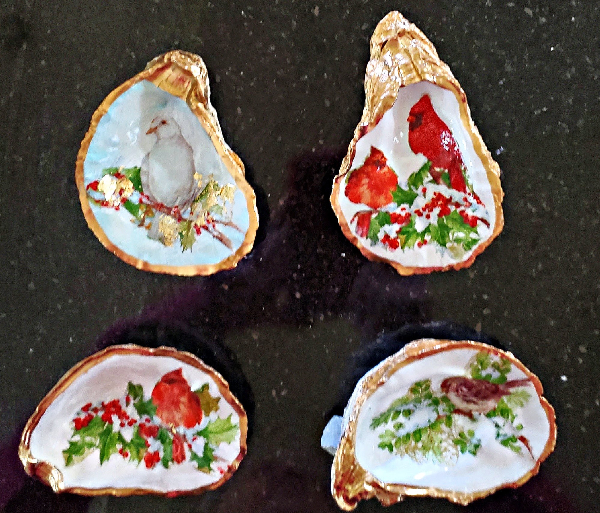Bird Oyster Shells Cardinals Doves Decoupaged Oyster Shell - Etsy