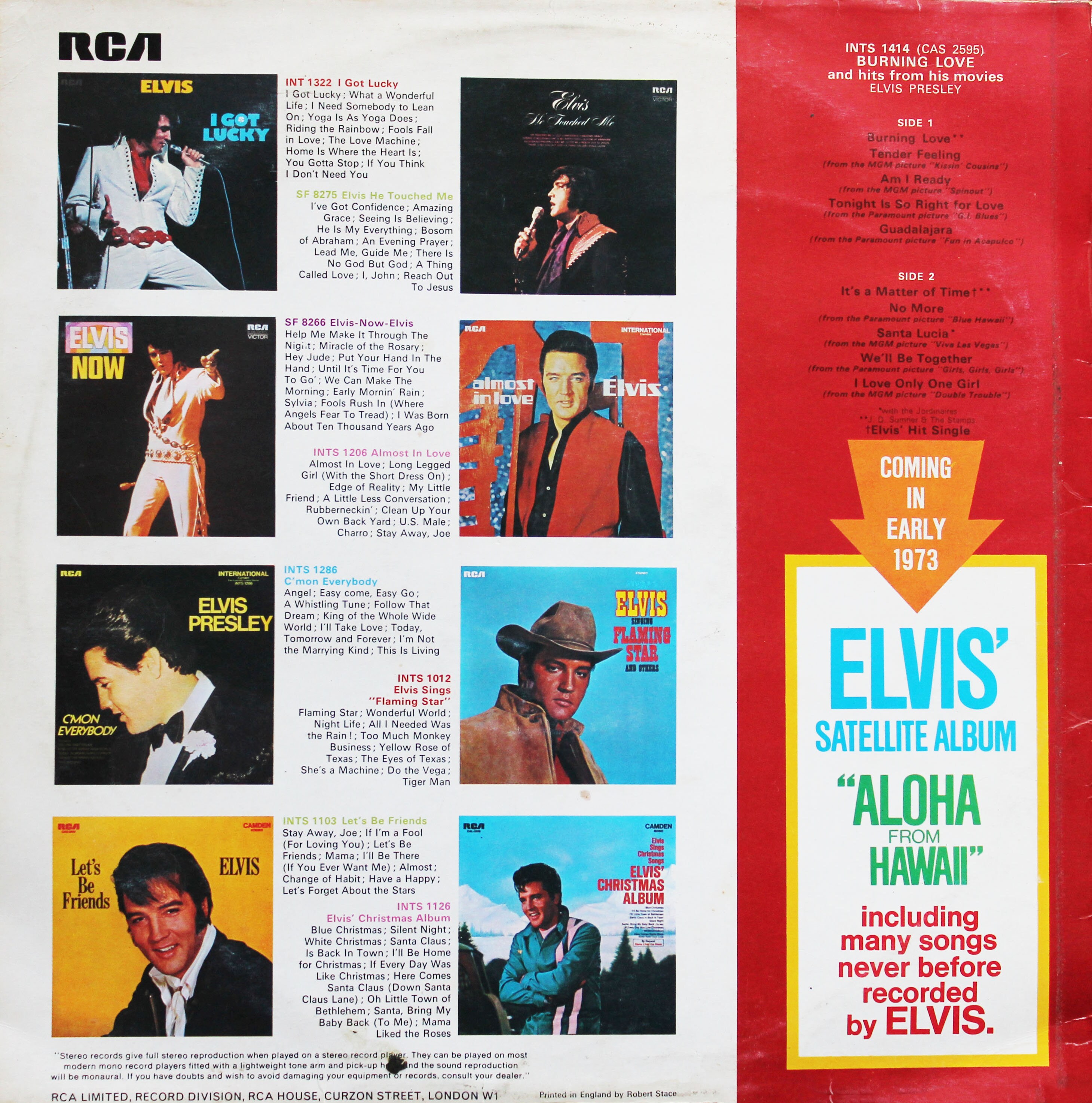 Elvis Presley: Burning Love and Hits From His Movies, Compilation Vinyl ...