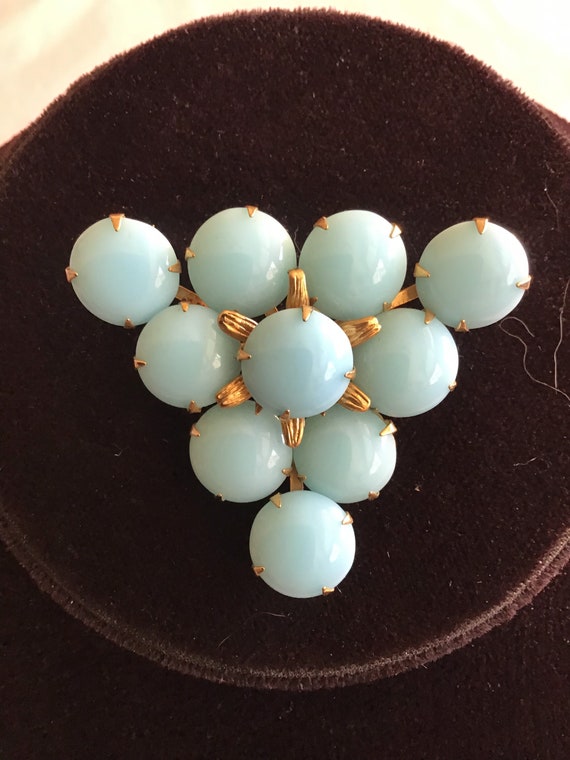 Vintage 1960’s Powder BLUE GLASS 10 Stone Silverstone… - Gem