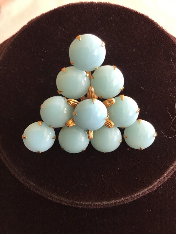 Vintage 1960’s Powder BLUE GLASS 10 Stone Silverstone… - Gem