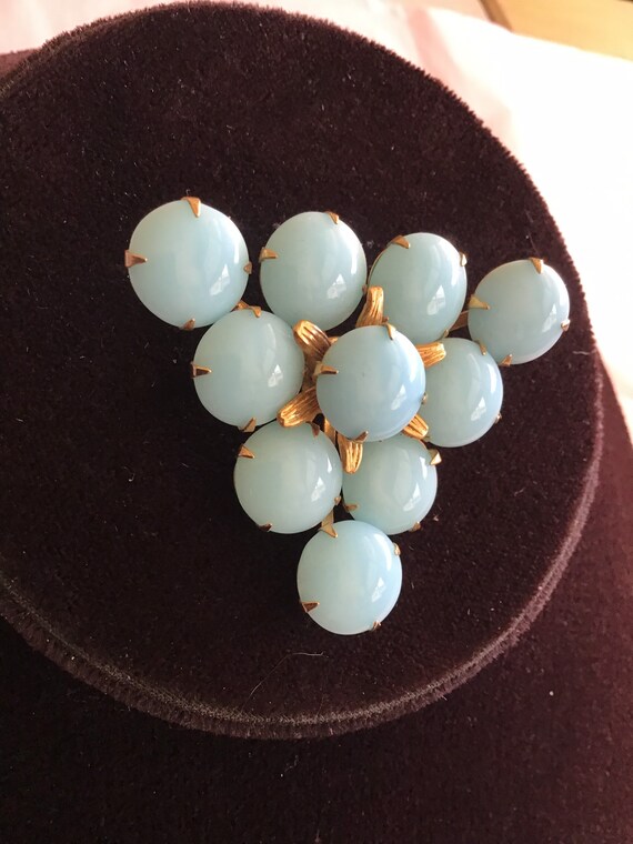 Vintage 1960’s Powder BLUE GLASS 10 Stone Silverstone… - Gem