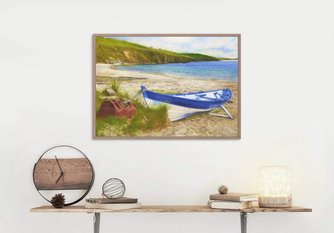 Traditional Wooden Boat 'ness Yoal' Coloured Pencil Drawing, A5, A4 ...