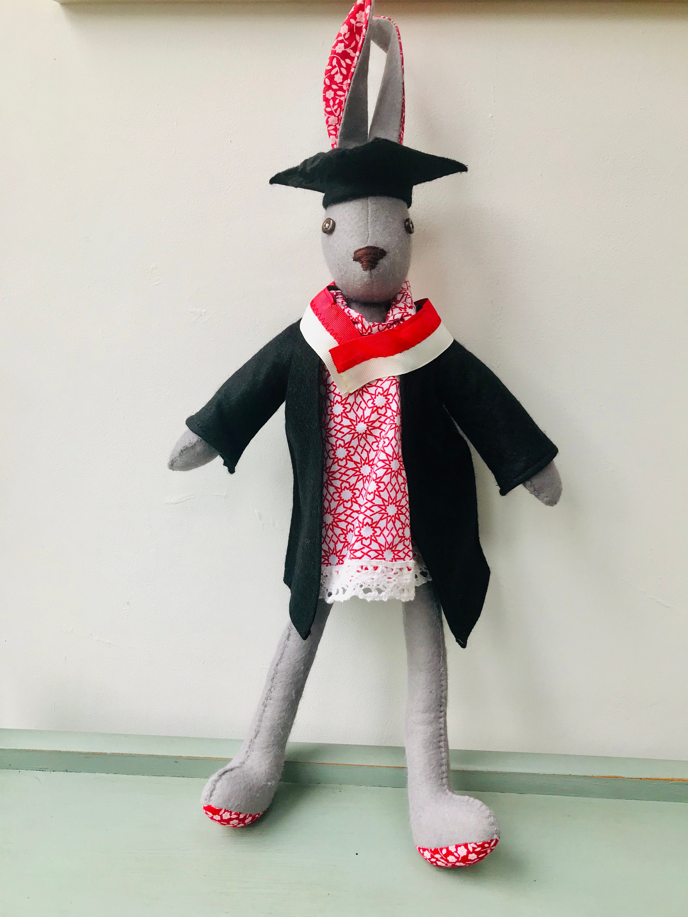Handmade Felt Graduation Rabbit With Beautiful Floral Ears and - Etsy ...