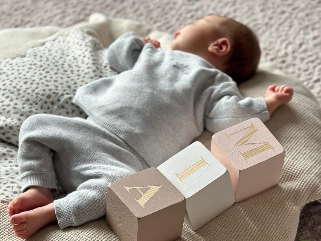 Personalised Wooden Baby Name Blocks – Nursery Name Sign and Shelf ...