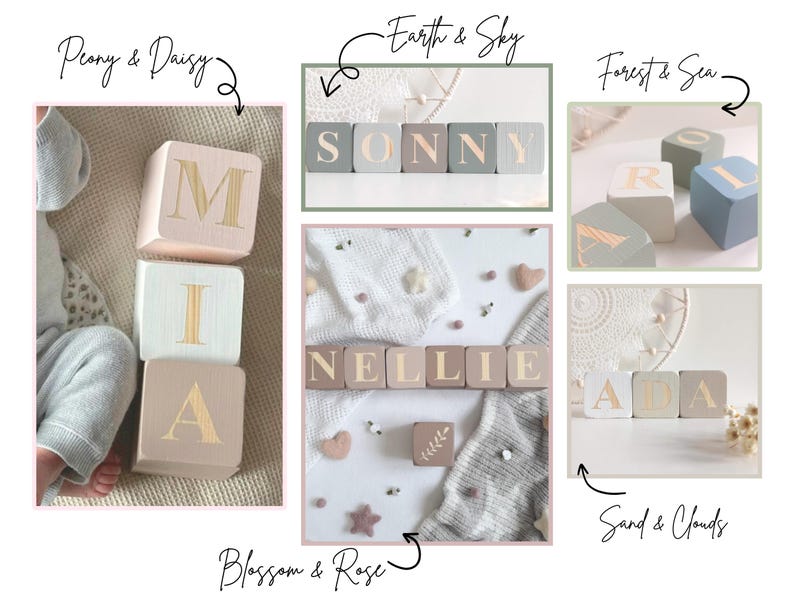 Personalised Wooden Baby Name Blocks – Nursery Name Sign and Shelf ...