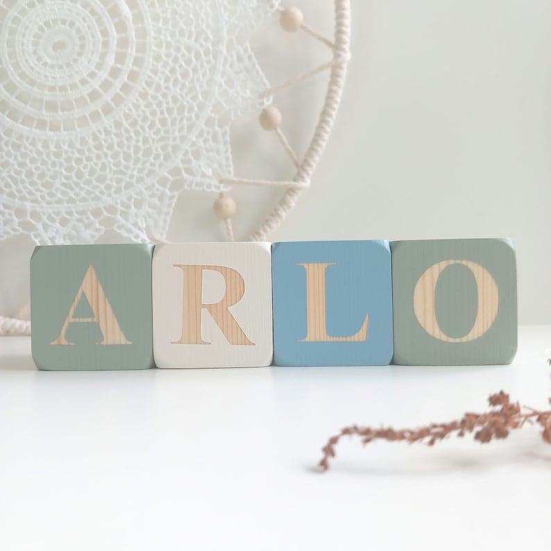 Baby Name Blocks, Nursery Decor, Personalised Baby Gift, Baby Boy ...