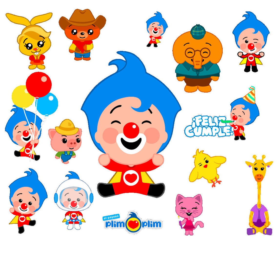 The Clown Plim Plim Set of 15 Designs Vector Illustration PNG | Etsy