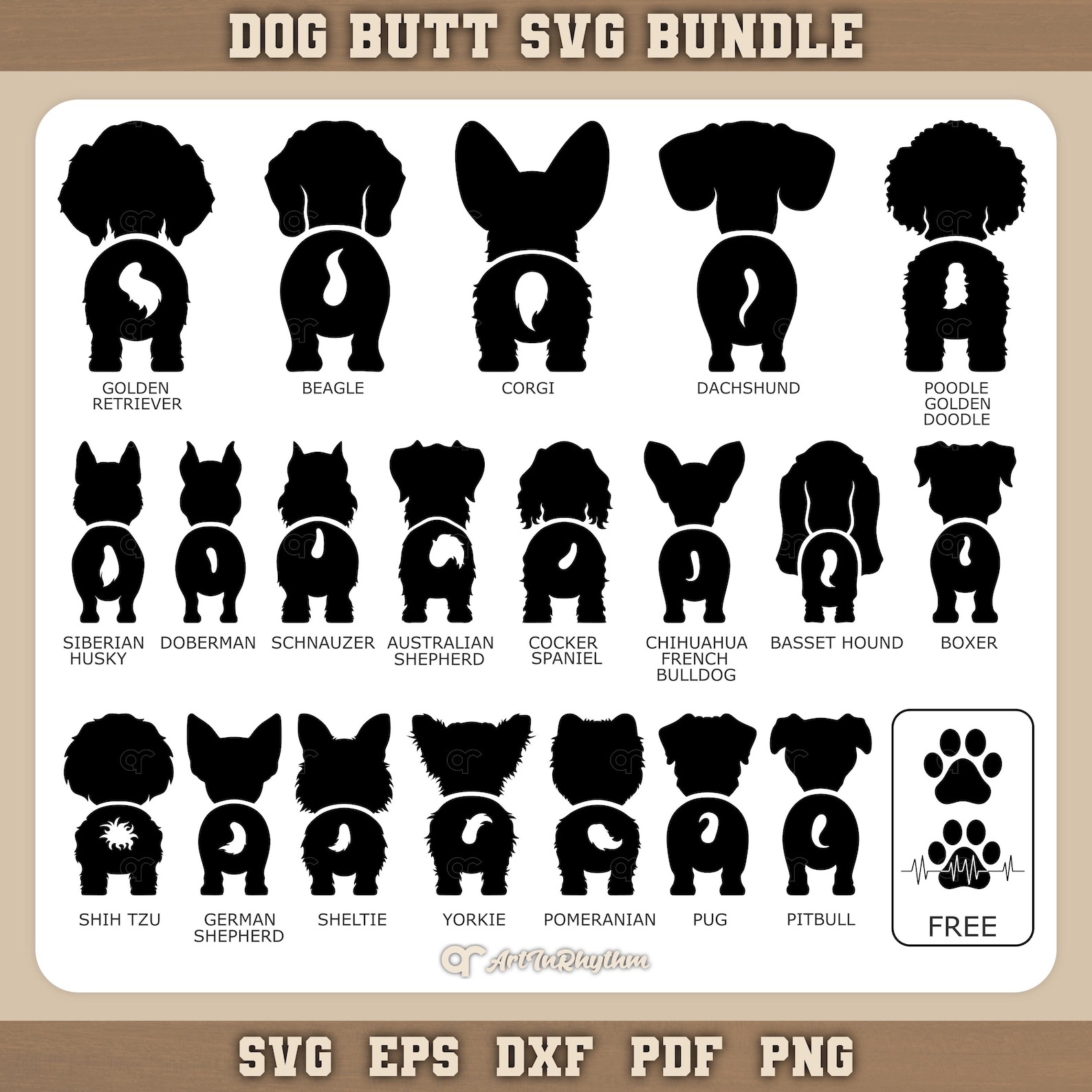 Dog Svg, Dog Butts Svg, Dog Butt Svg Bundle, Dog Silhouette Svg, Dog ...