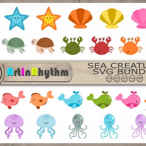 Sea Creature Svg Files Sea Creature Svg Bundle Sea Creatures - Etsy