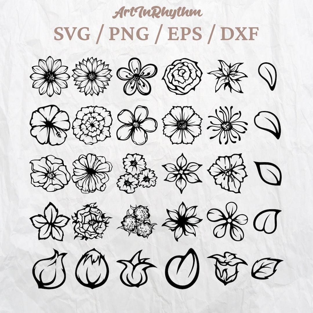 Flower Svg Bundle, Flowers Svg, Flower Svg Cut Files, Flower Clip Arts ...