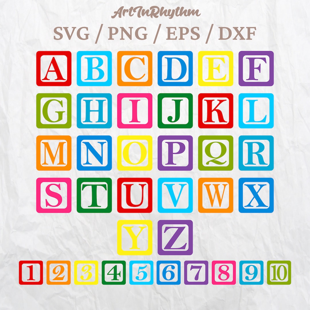 Alphabet Blocks Svg, Baby Block Letters Svg, Block Numbers Svg, Block ...