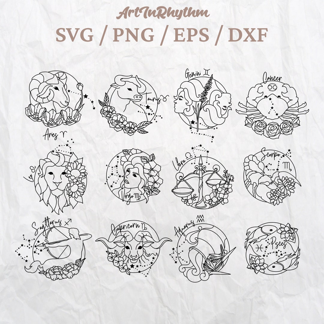Zodiac Signs Svg, Zodiac Svg Bundle, Zodiac Constellation Svg ...