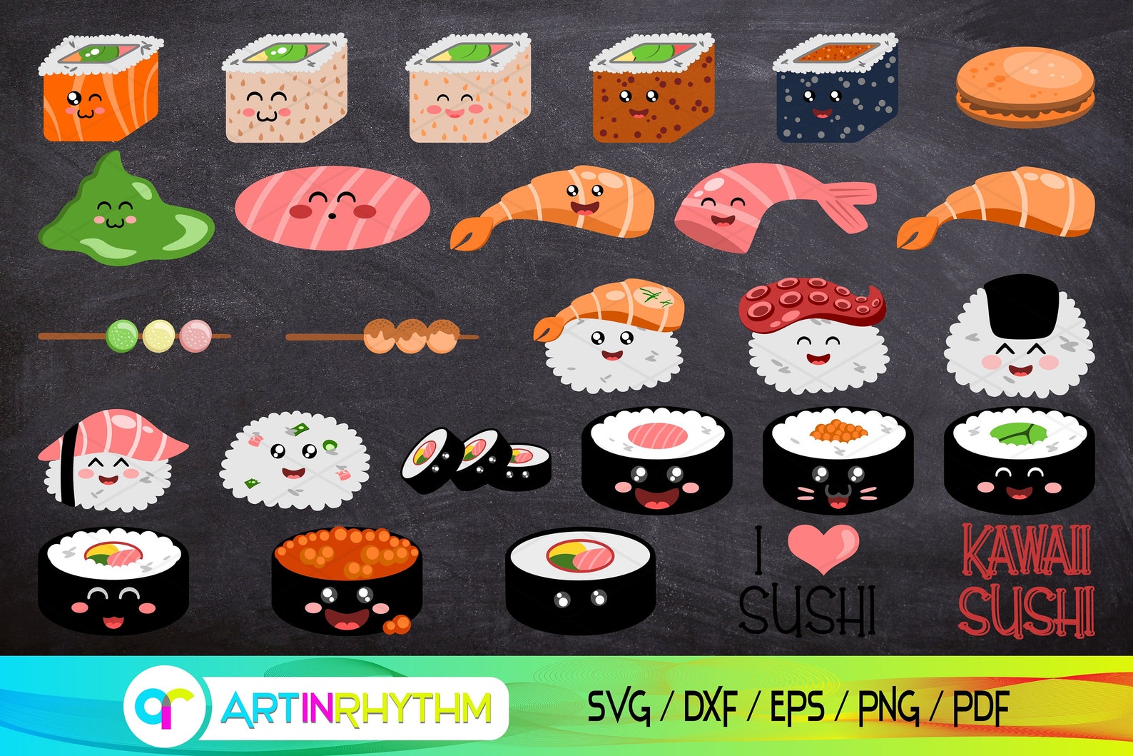 Kawaii Sushi Svg Sushi Svg Sushi Svg Bundle Sushi Clip - Etsy