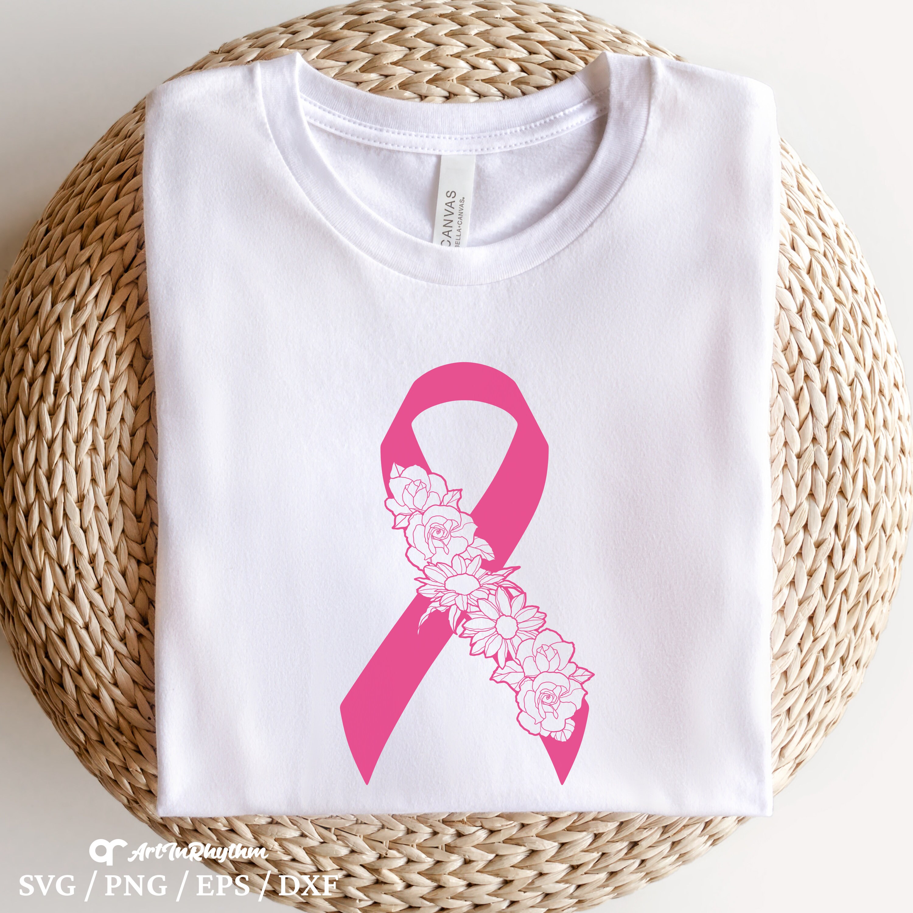 Pink Ribbon Svg, Breast Cancer Svg, Floral Pink Ribbon Svg, Breast ...