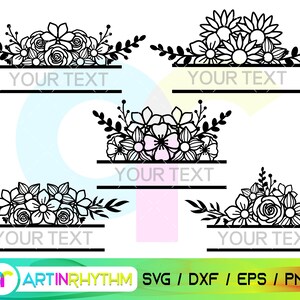 Floral Split Frame Svg Wedding Split Monogram Svg Family - Etsy