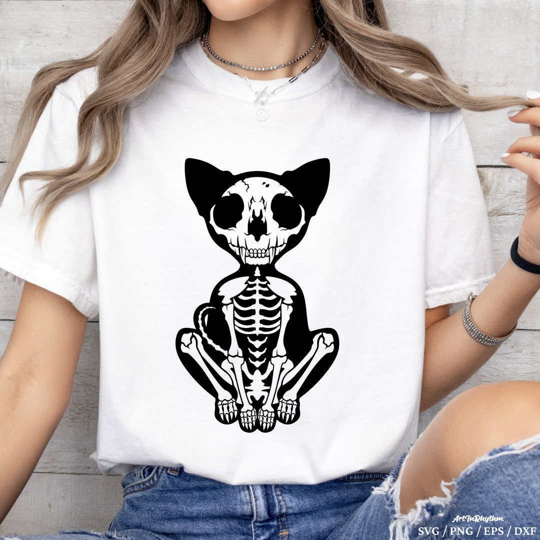 Skeleton Cat Svg, Halloween Svg, Halloween Cat Svg, Skeleton Svg, Cat ...