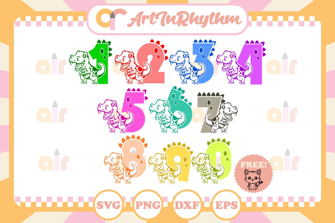 Dinosaur Number Svg Bundle, Dino Svg Bundle, Dino Svg, Dinosaur Shirt ...