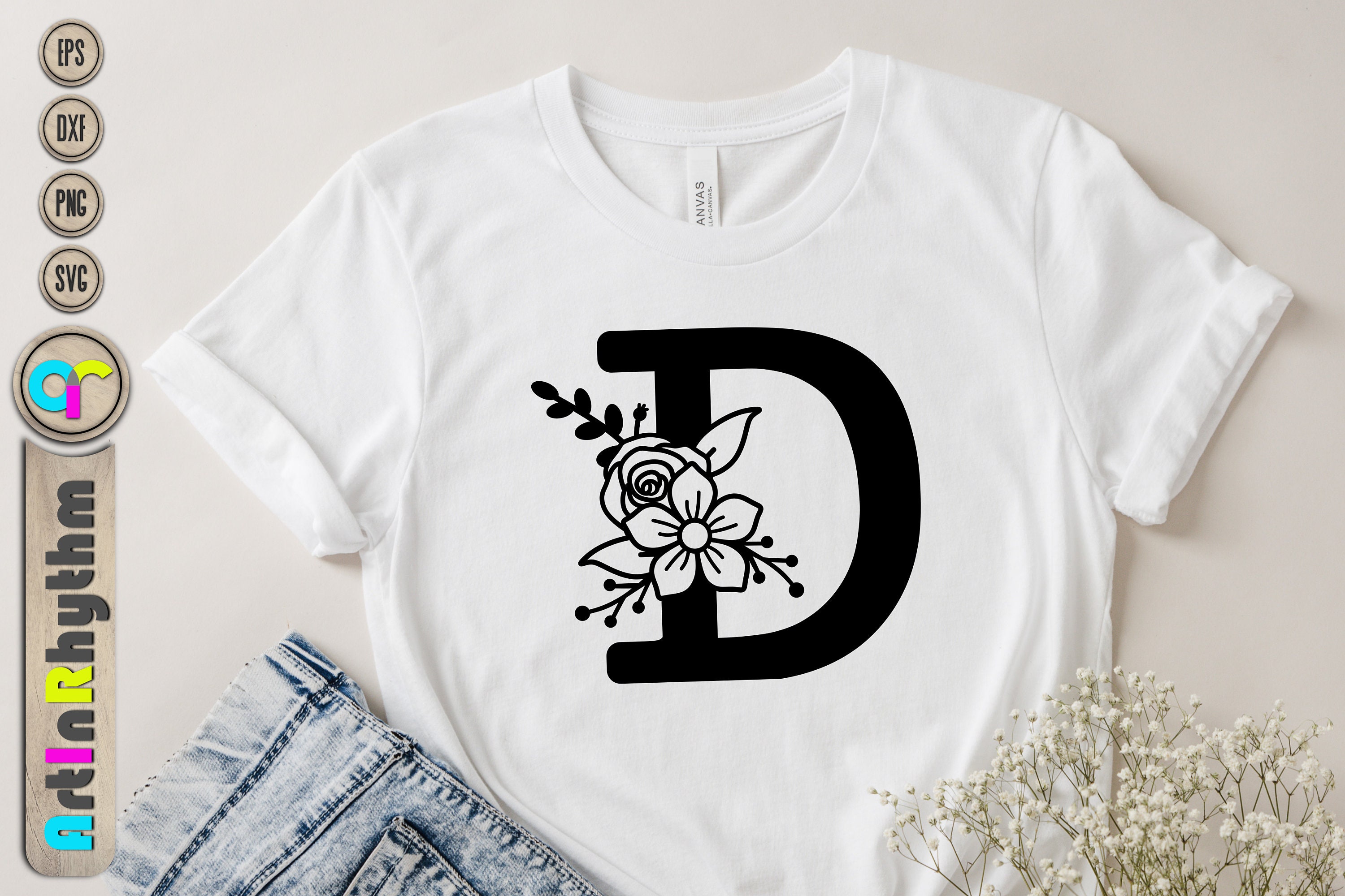 Letter D Svg Floral Letter D Alphabet Svg Letter Svg - Etsy