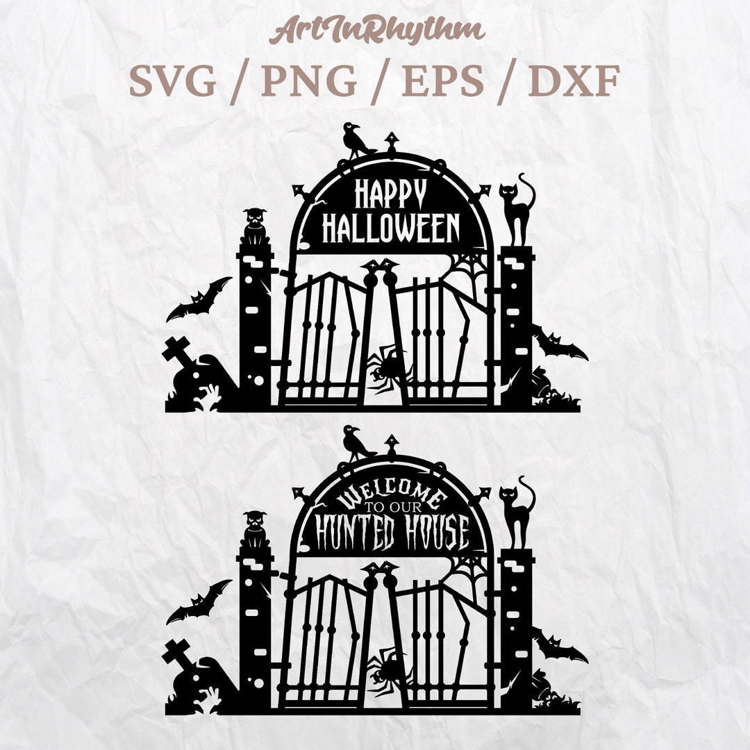 Happy Halloween Porch Round Sign Svg, Welcome to Our Hunted House Svg ...