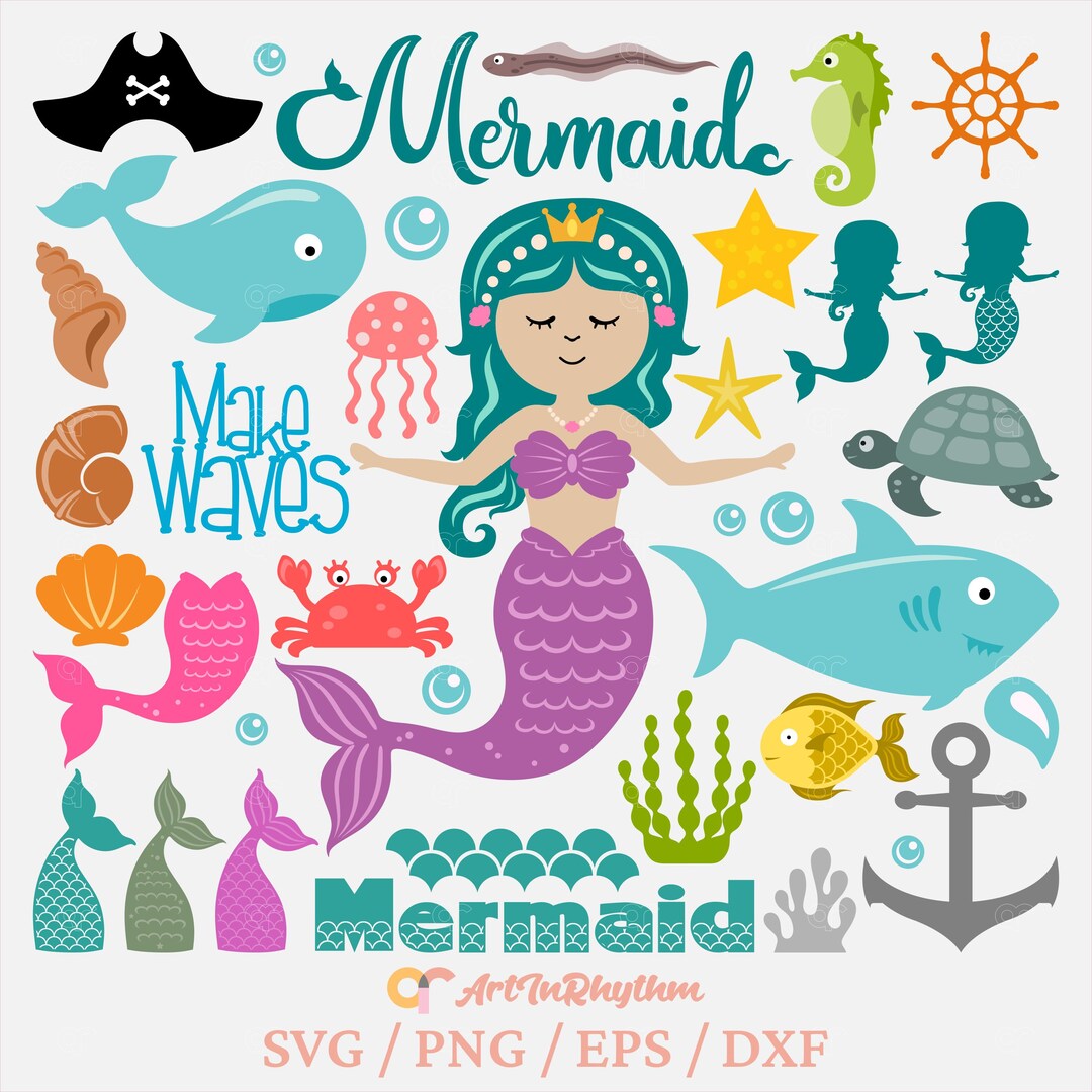 Mermaid Svg, Sea Creature Svg Bundle, Mermaid Svg Bundle, Mermaid Tail ...