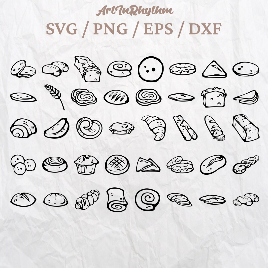 Bread Svg Bundle, Bread Svg, Bakery Products Svg, Bread Cliparts ...