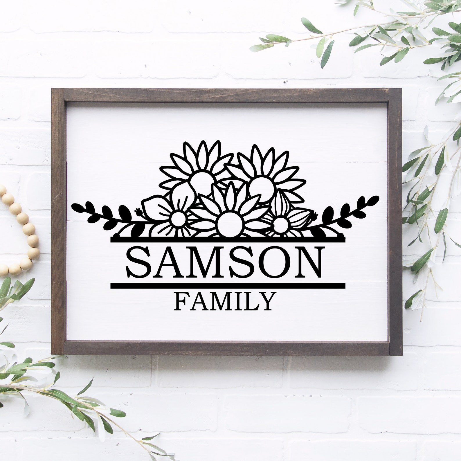 Floral Split Frame Svg, Wedding Split Monogram Svg, Family Name Frame ...