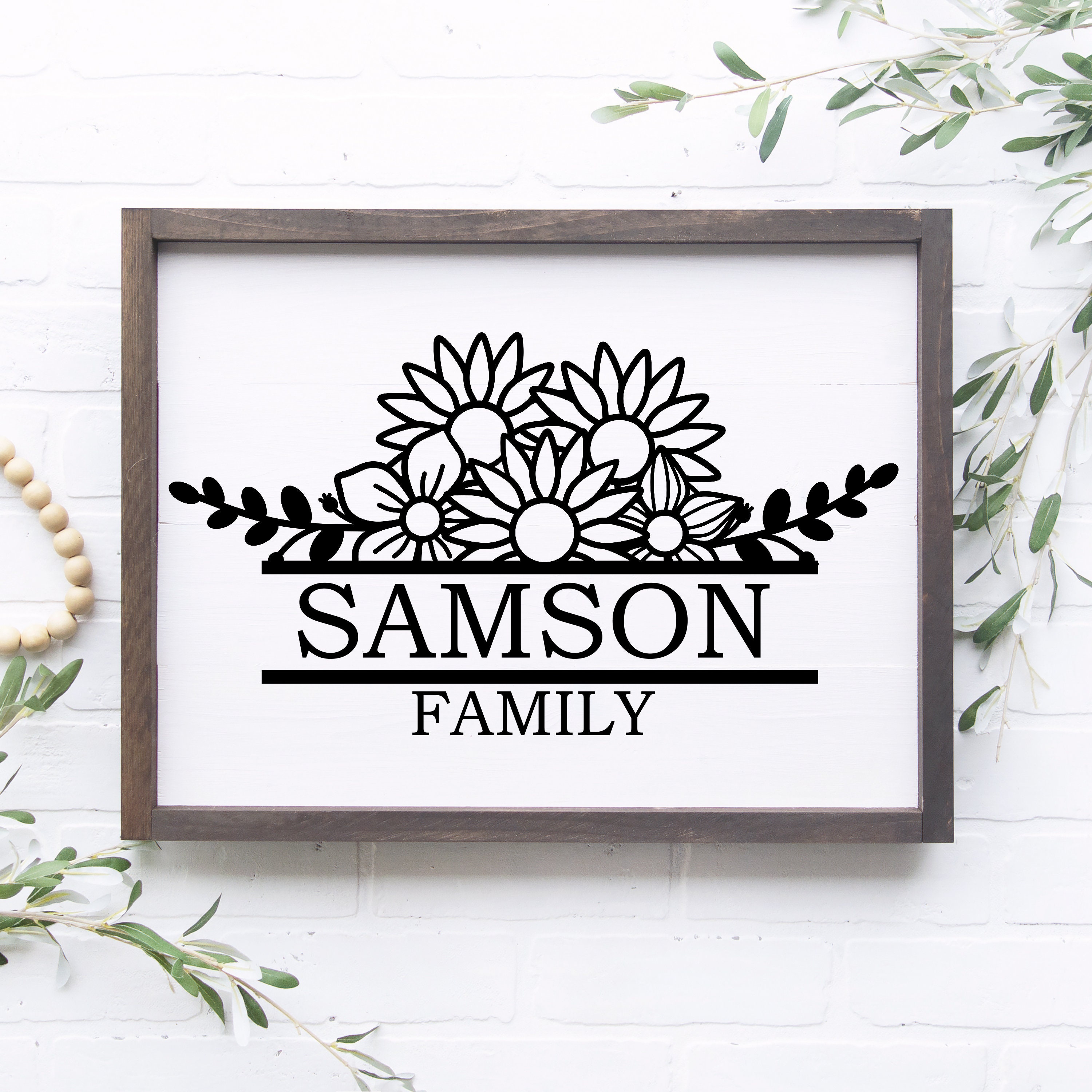Floral Split Frame Svg, Wedding Split Monogram Svg, Family Name Frame ...