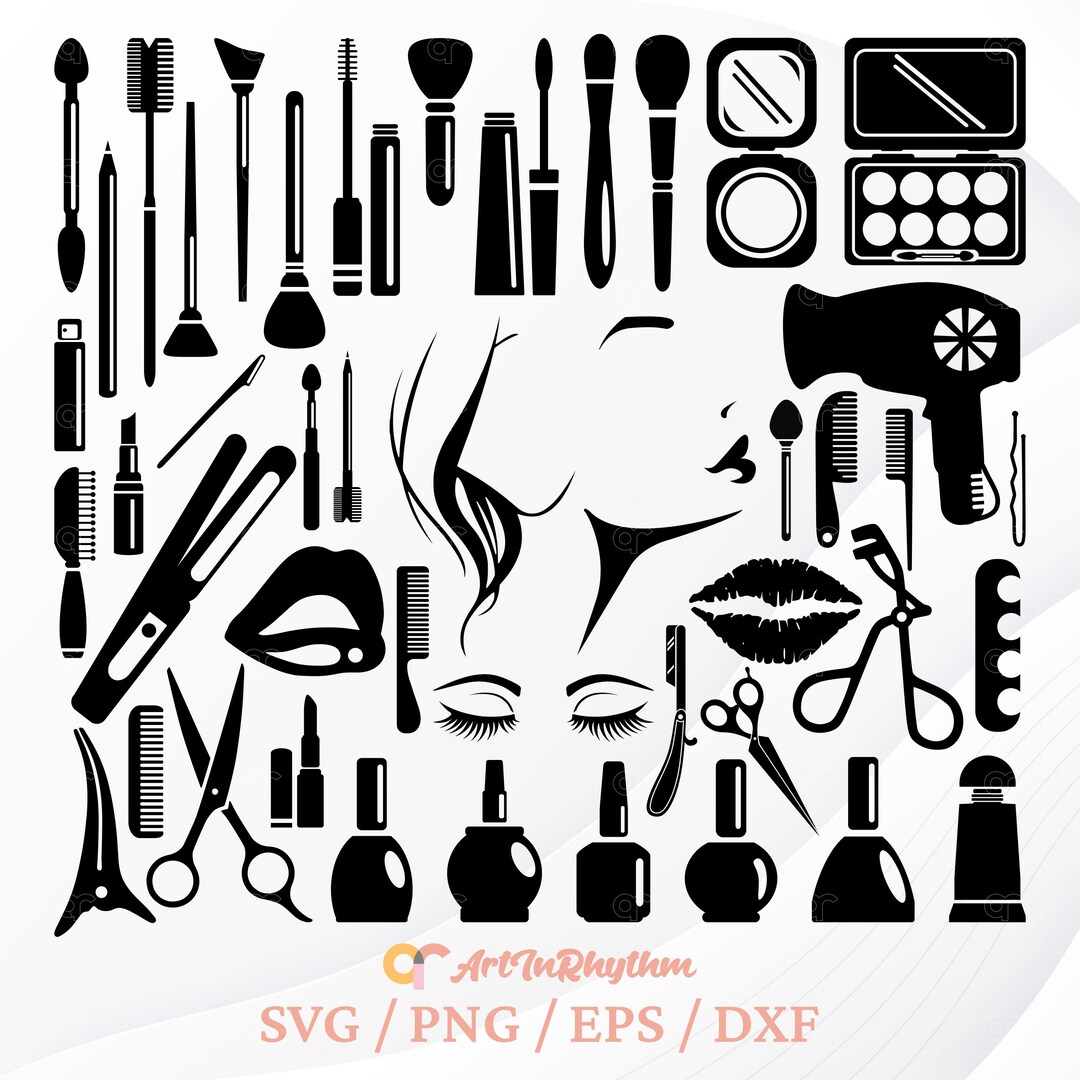 Makeup Svg, Makeup Svg Bundle, Salon Svg, Cosmetics Svg, Hairstylist ...