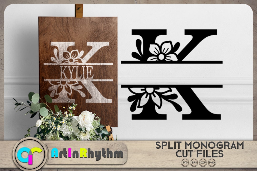 Split Letter K Monogram Svg Letter K Monogram Svg Floral - Etsy